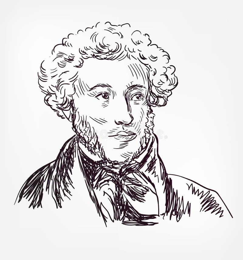 Alexander Sergeyevich Pushkin Vector Sketch Portrait Editorial Photo ...