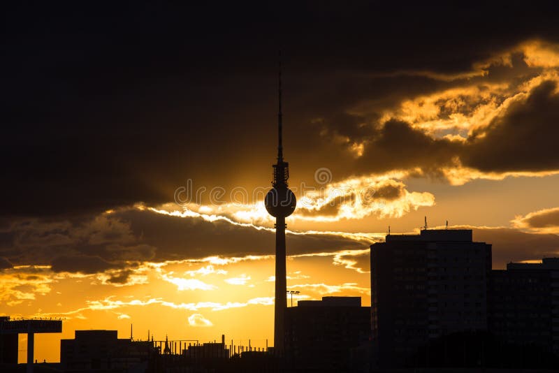 Alexanderplatz Berlin Germany Evening Cloudscape Stock Image - Image of ...