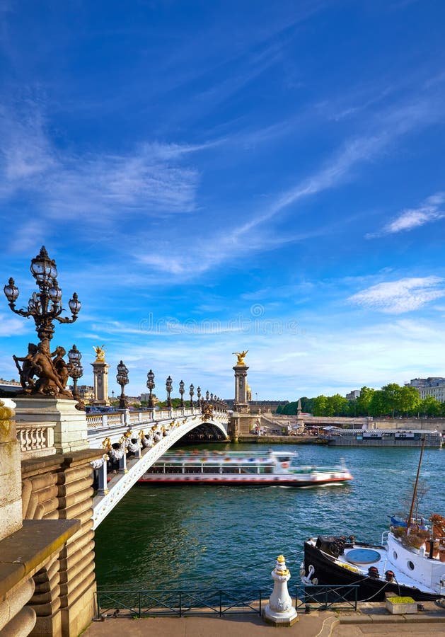 Alexandre Bridge in Paris on a Bright Sunny Day in Spring Stock Image ...