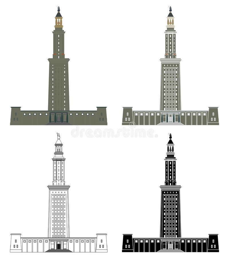 Lighthouse of Alexandria stock illustration. Illustration of full ...