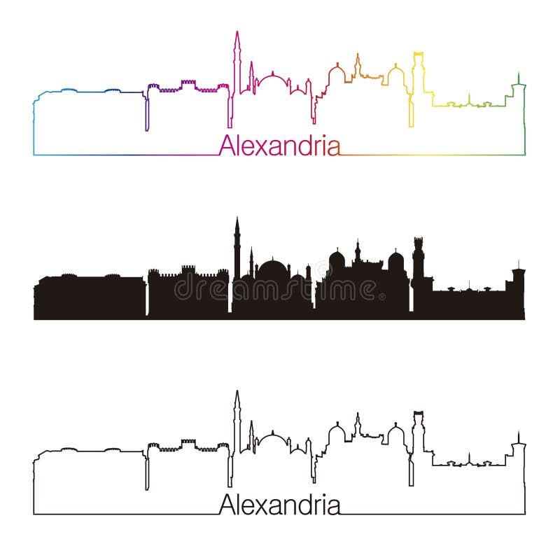 Alexandria Skyline Linear Style with Rainbow Stock Vector ...