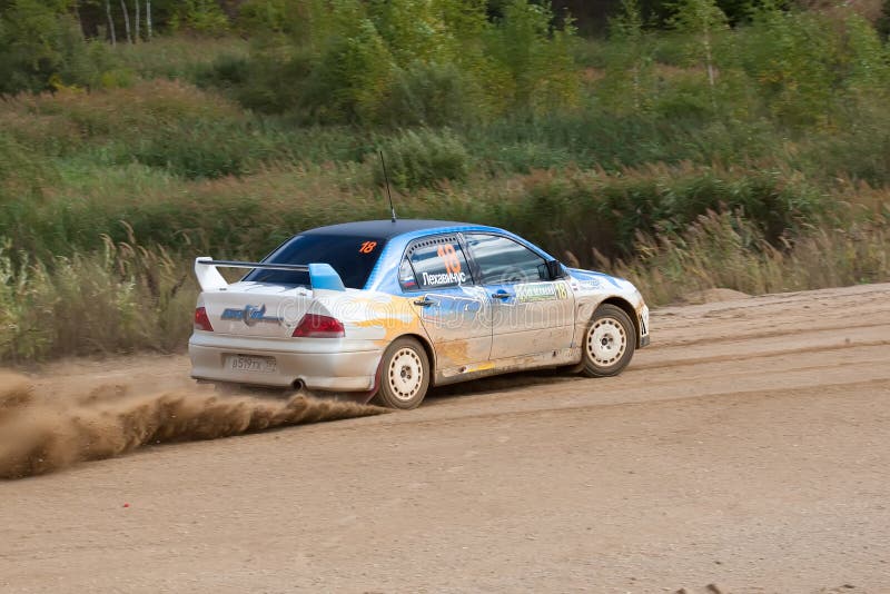 Alexey Semenov Drives a Blue Mitsubishi Lancer Editorial Stock Photo ...