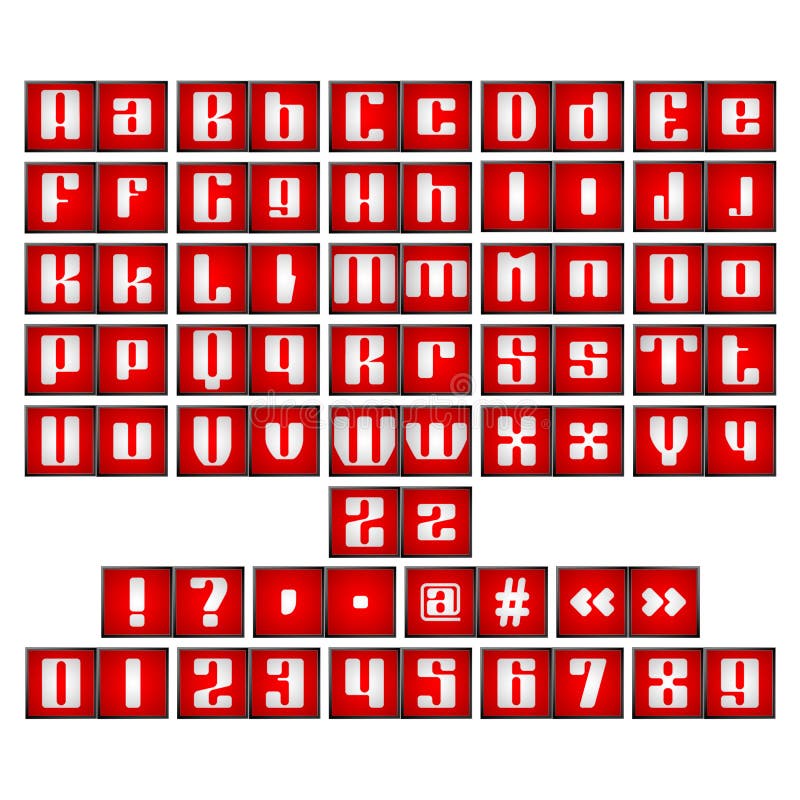 Alfabet Op Het Rode Gloeiende Kader Vector Illustratie - Illustration ...