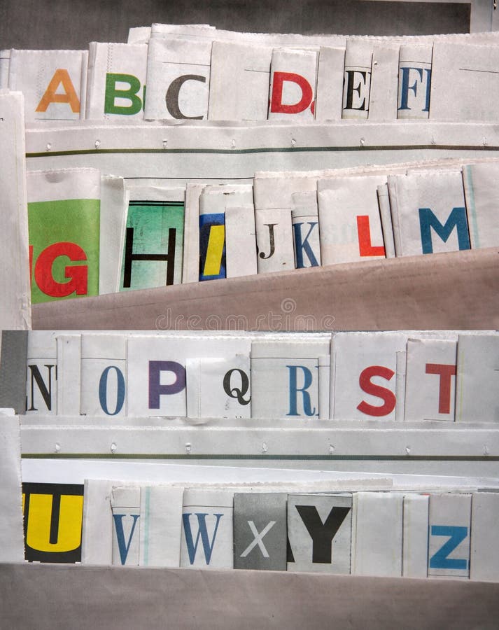 Alfabet 26 op krant stock afbeelding. Image of teken - 31050159