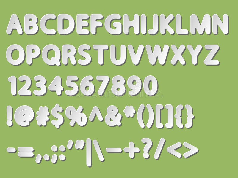 Alfabet, tal och tecken vektor illustrationer. Illustration av ange ...