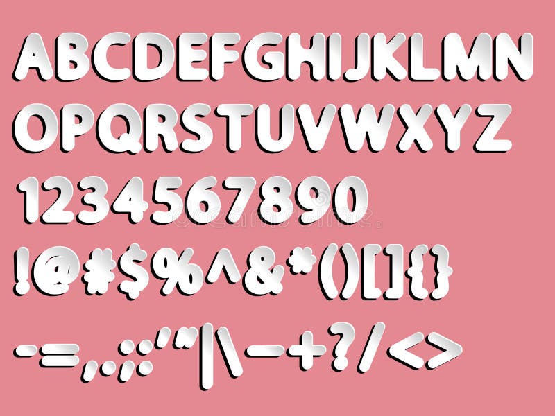 Alfabet, tal och tecken vektor illustrationer. Illustration av ferie ...