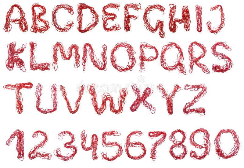 Alfabet van rode parels stock foto. Image of kristal - 36178844