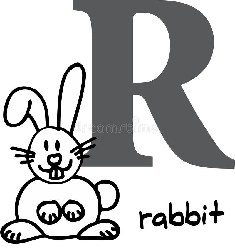 Alfabeto animal R (conejo) ilustración del vector. Ilustración de carta ...