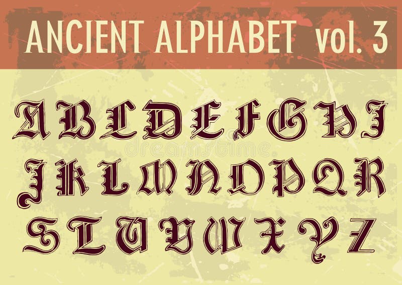 Fonte Do Alfabeto Antigo Letras De Vintagem Rasgadas Ilustração do ...