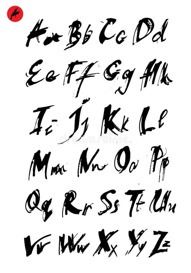 Alfabeto Caligráfico Manuscrito Del Vector Ilustración del Vector ...