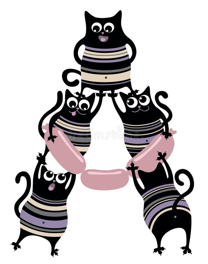 Alfabeto de gatos Letra a ilustración del vector. Ilustración de carne ...