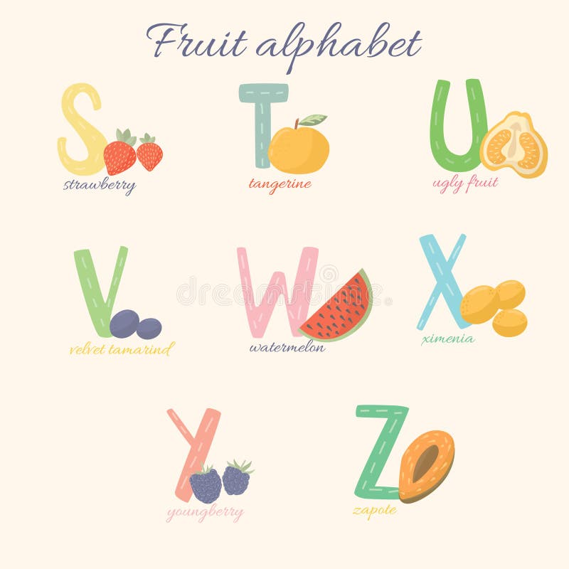 Alfabeto De La Fruta De S a Z Alfabeto De La Fruta Del Vector ...