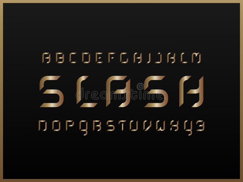 Alfabeto Del Oro De La Raya Vertical Letras Del Vector Ilustración del ...