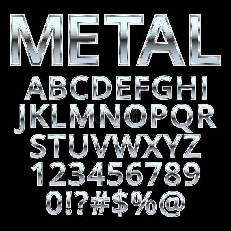 Alfabeto Do Estilo Do Metal Ilustração do Vetor - Ilustração de ...