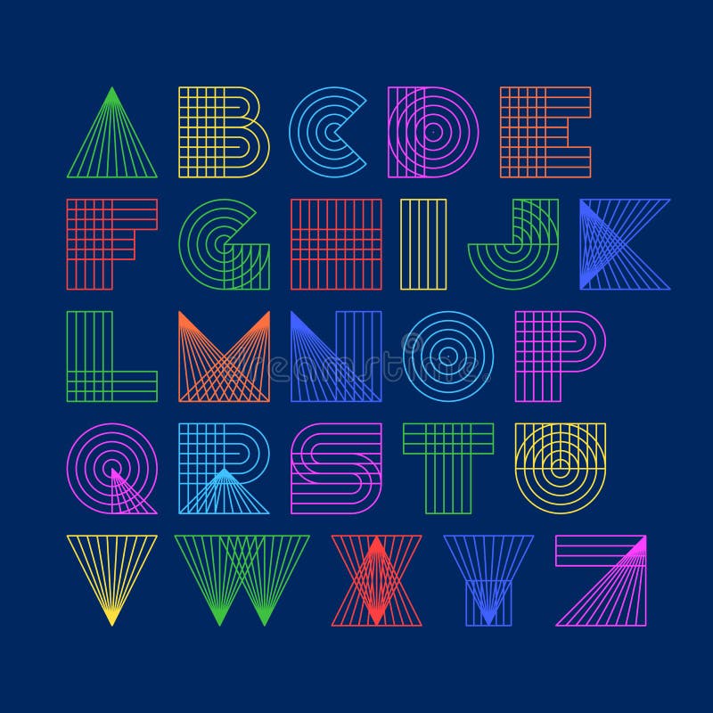 Alfabeto Linear Das Formas Geométricas Ilustração do Vetor - Ilustração ...