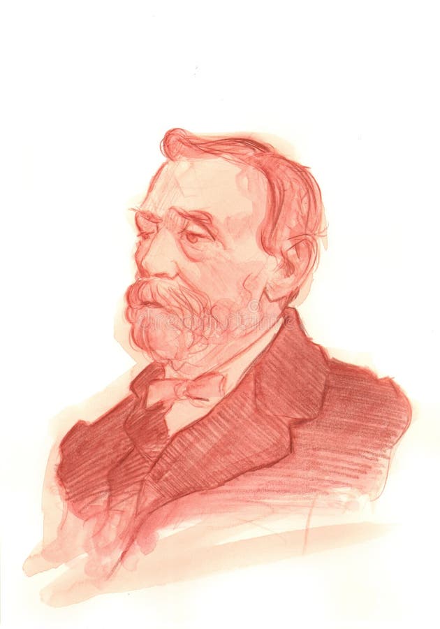 Alfred Nobel Watercolour Sketch Portrait Editorial Stock Photo ...