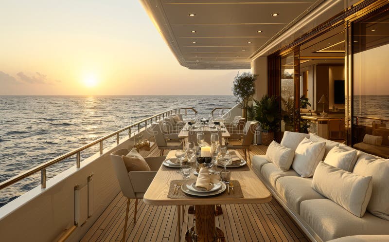 Alfresco Dining Table and Chairs on the Upper Deck Aft of Charter Yacht ...