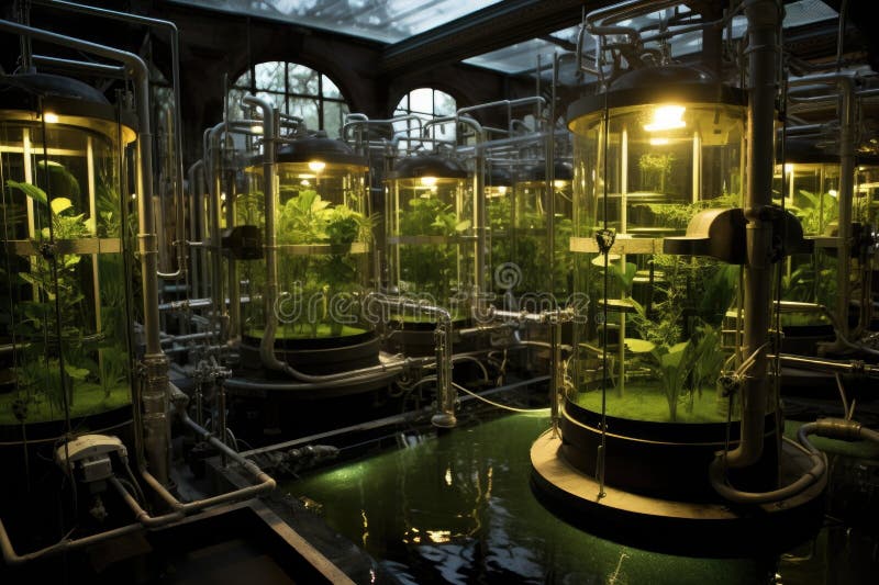 Algae-based Bio-filtration System in Aquaculture Pond Stock Photo ...