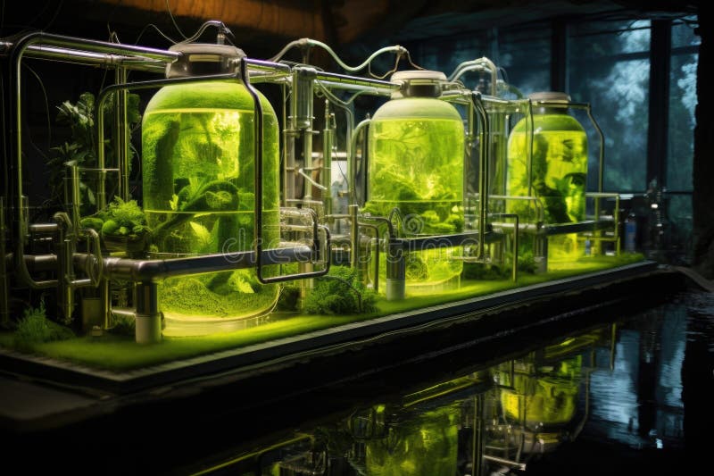 Algae-based Biohydrogen Production Setup Stock Illustration ...