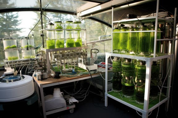 Algae Biofuel Lab Set-up for Hydrogen Extraction Stock Illustration ...