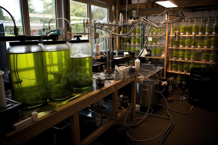 Algae Biofuel Lab Set-up for Hydrogen Extraction Stock Illustration ...