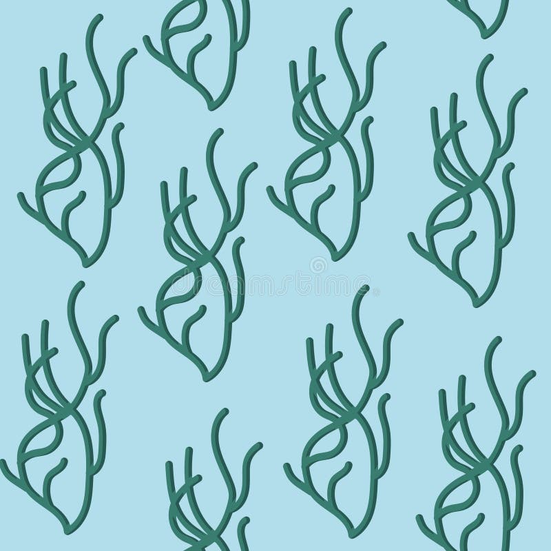 Algae in Cartoon Style. Seamless Pattern Stock Illustration ...
