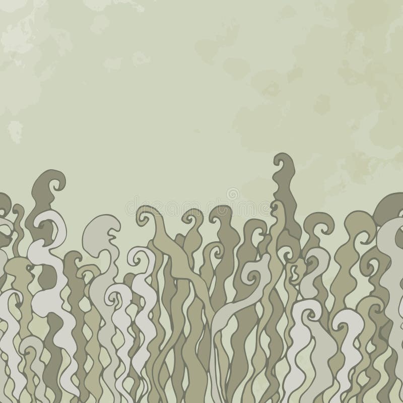 Algae Frame, Blue Leaves, Watercolor Illustration Stock Illustration ...