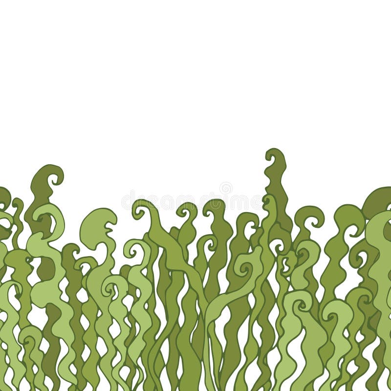 Algae Frame, Blue Leaves, Watercolor Illustration Stock Illustration ...