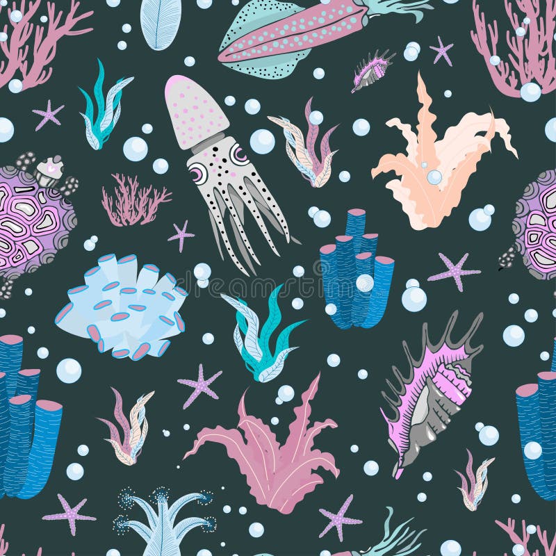 Algae Oceanic Pattern. Floral Summer Pattern Stock Vector ...