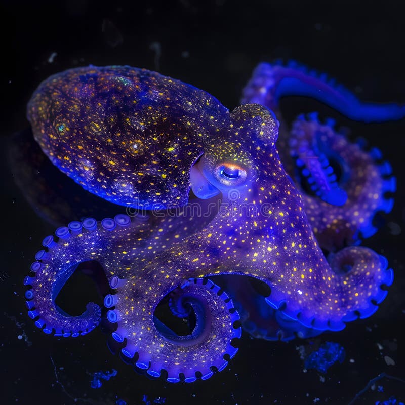 Algae Octopus Showing Its Fluorescence Under Ultraviolet Light Stock ...