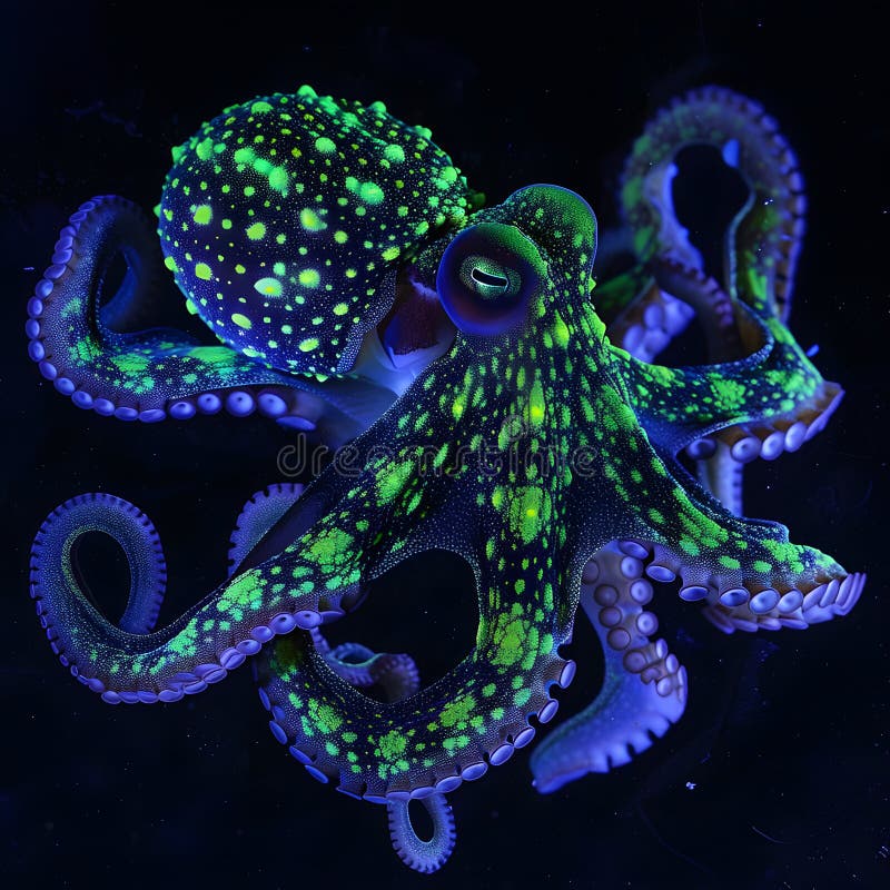 Algae Octopus Showing Its Fluorescence Under Ultraviolet Light Stock ...