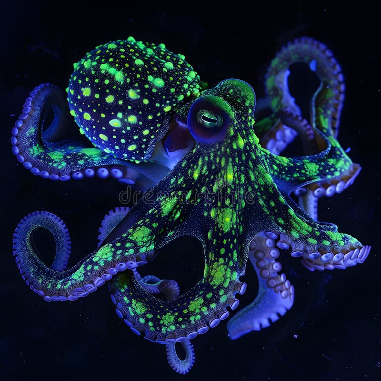 Algae Octopus Showing Its Fluorescence Under Ultraviolet Light Stock ...