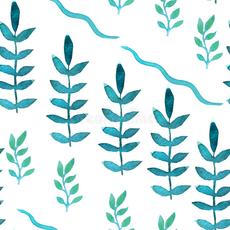 Algae Pattern, Watercolor Illustration for Design Stock Illustration ...