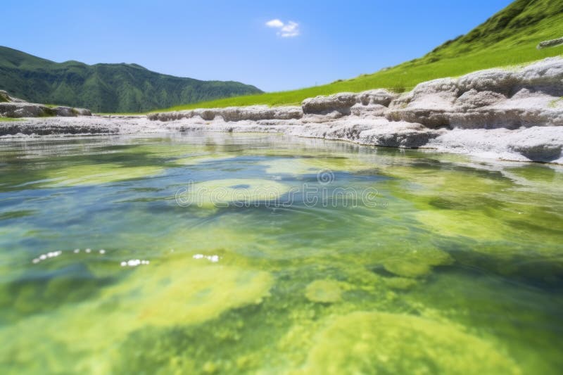 Algae Thriving in a Warm Hot Spring Pool Stock Illustration ...