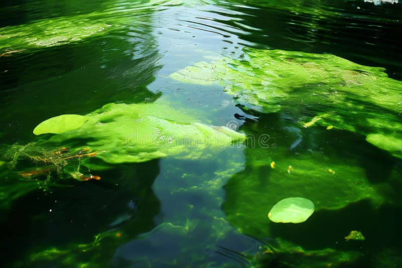 Algae in Water Green Algae Floating in a Pond Providing Oxygen a Stock ...
