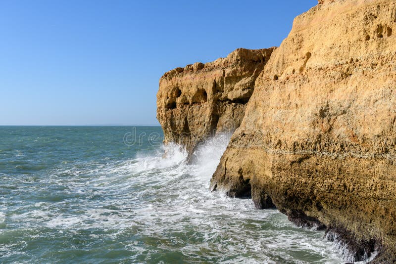 Algarve Sandy Beach with Rocks Stock Photo - Image of golden, ocean ...