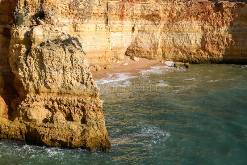 Algarve Sandy Beach with Rocks Stock Photo - Image of landscape, rugged ...