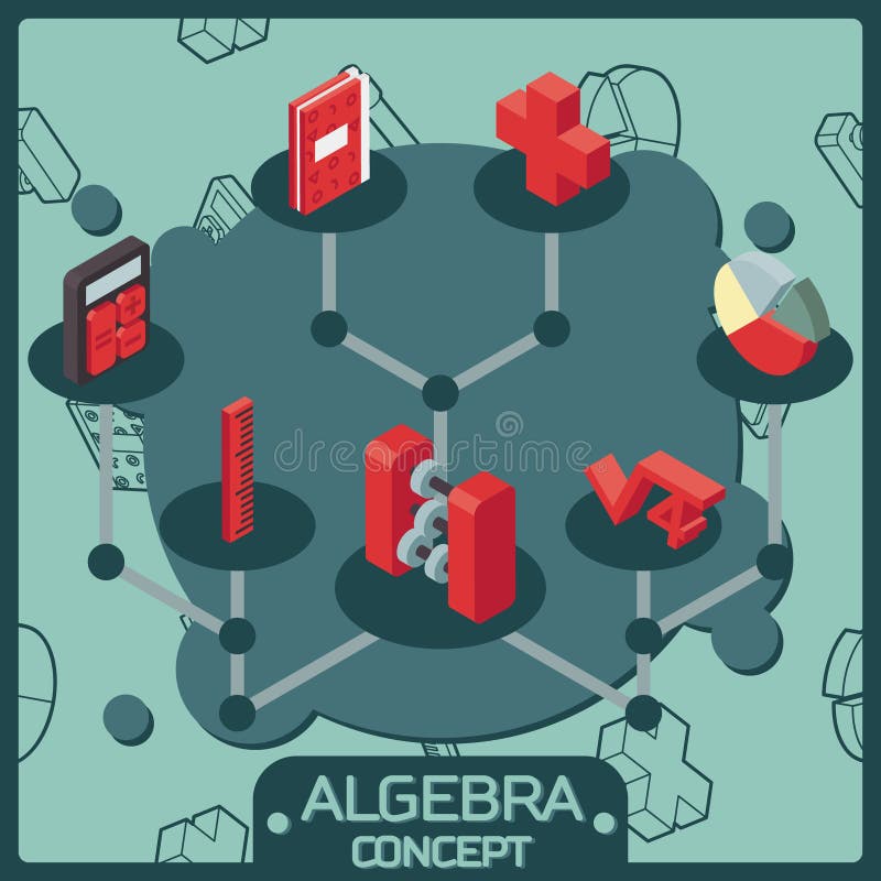 Algebra Color Isometric Concept Icons Stock Vector - Illustration of ...