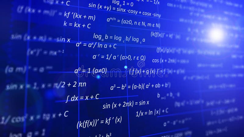 Algebra Concept. the Blue Screen Shows the Basic Formulas of Modern ...