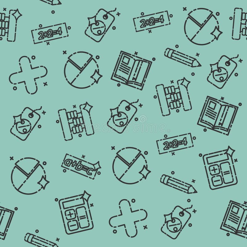 Algebra Concept Outline Horizontal Blue Banner - Vector Illustration ...