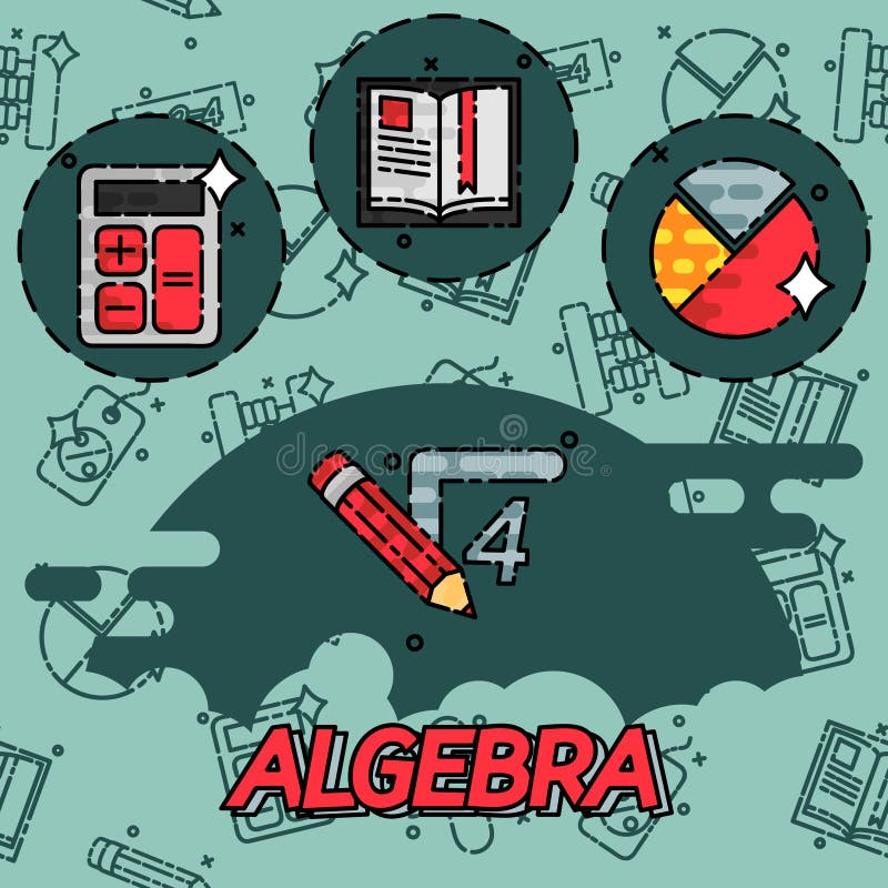 Algebra flat concept icons stock vector. Illustration of knowledge ...