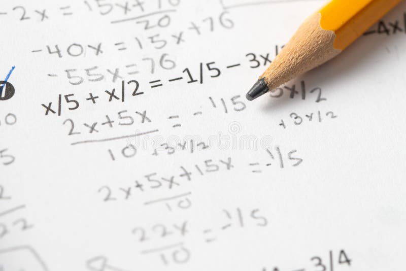 Algebra Mathematic Exercise Test Paper Stock Image - Image of studying ...
