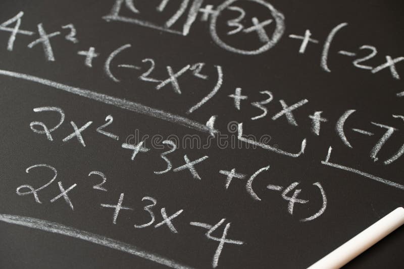 Algebra Mathematic Formula Written on Chalkboard Stock Photo - Image of ...