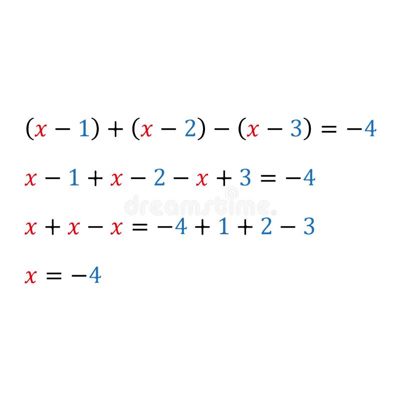 Algebraic Equation With One Variable Positive And Negative Natural Numbers Stock Vector