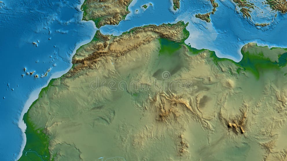 Algeria area. Physical map stock illustration. Illustration of tunisia ...