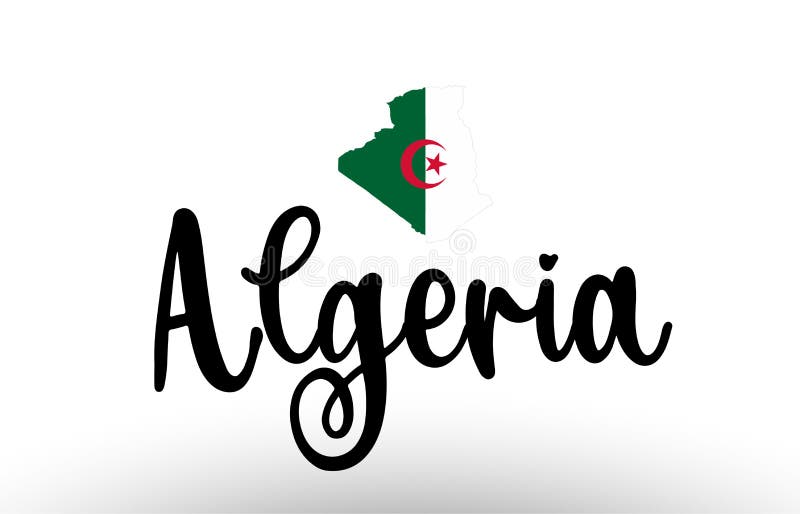 Algeria Country Big Text with Flag Inside Map Concept Logo Stock Vector ...