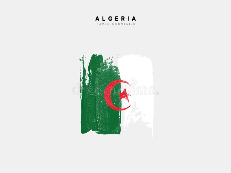 Algeria Detailed Map with Flag of Country. Painted in Watercolor Paint ... Algeria Detailed Map with Flag of Country. Painted in Watercolor Paint ...