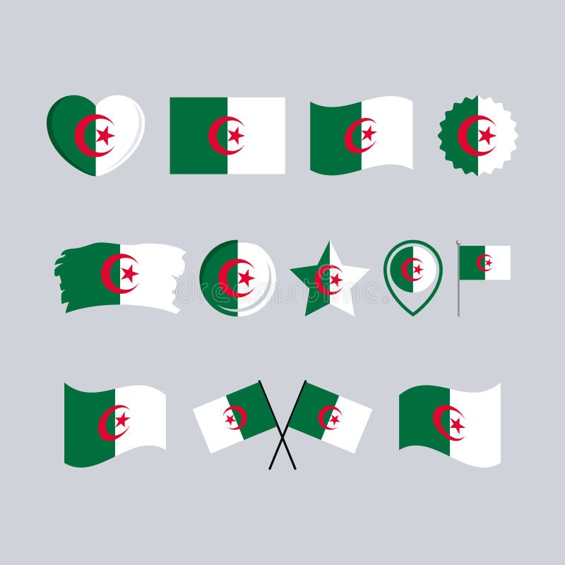 Algeria Flag Icon Set Vector Isolated on a Gray Background Stock Vector ...