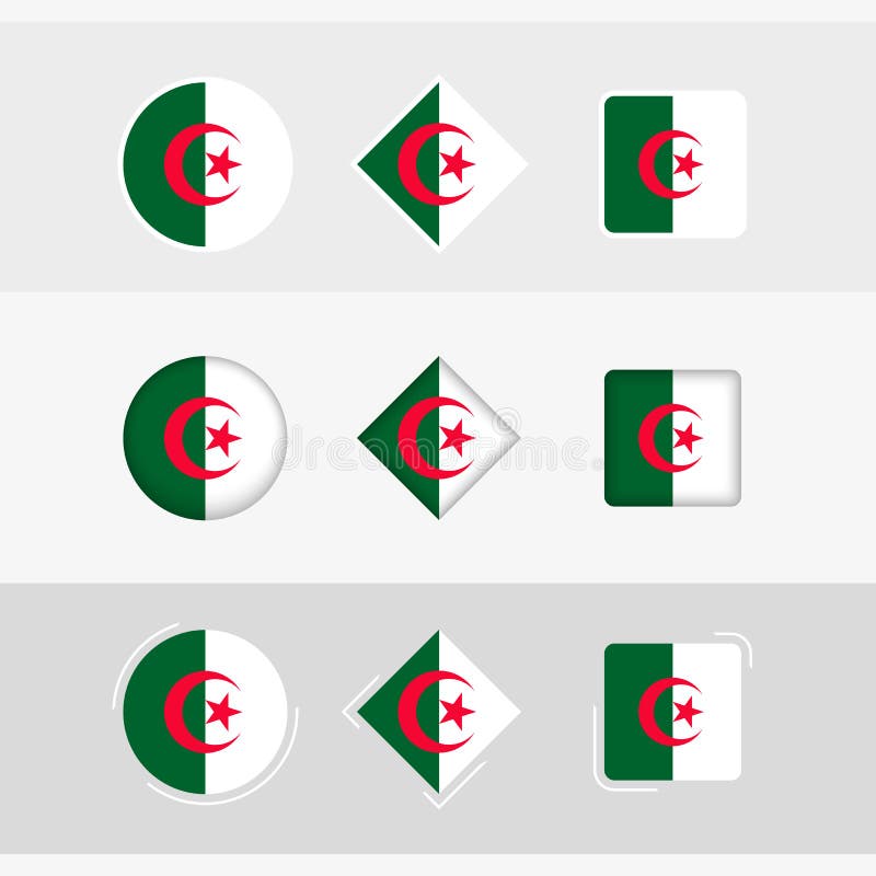 Algeria Flag Icons Set, Vector Flag of Algeria Stock Vector ...