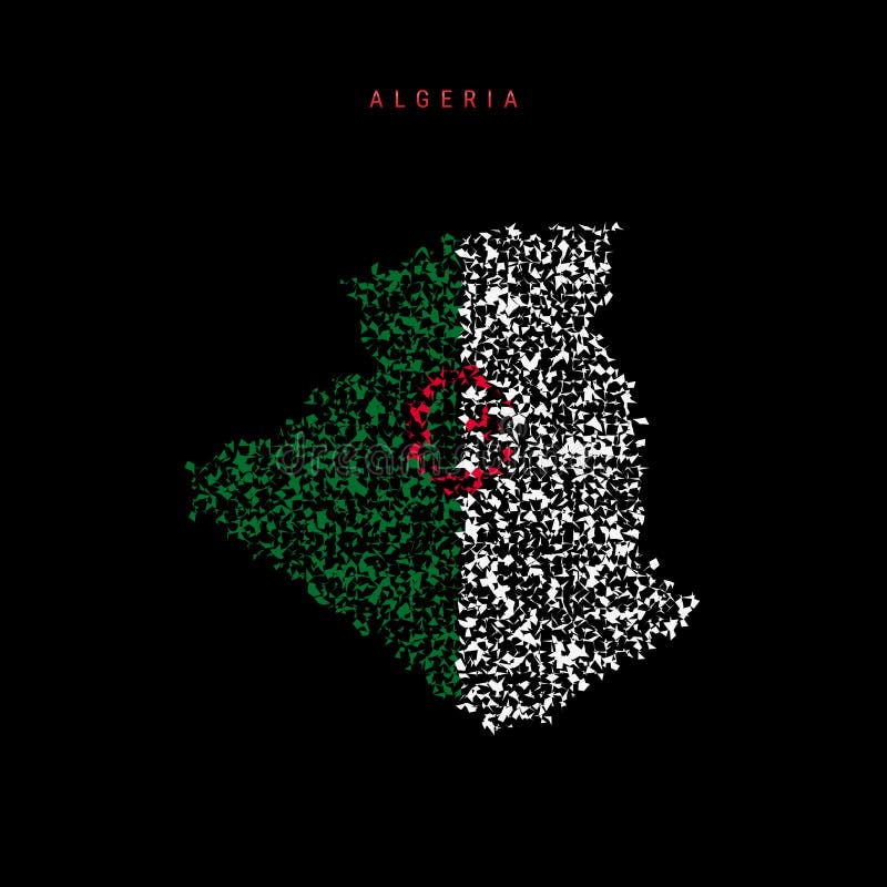 Algeria Flag Map, Chaotic Particles Pattern in the Algerian Flag Colors ...